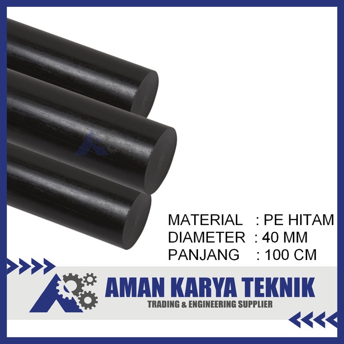 Jual NYLON/POLYETHYLENE BATANGAN HITAM ( PE ROD ) DIA. 40 MM X 1000 MM | Shopee Indonesia