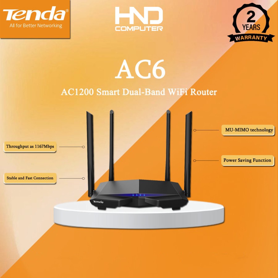 Jual Tenda AC6 Dual Band AC1200 Mbps Gigabit Wifi Router | Shopee Indonesia