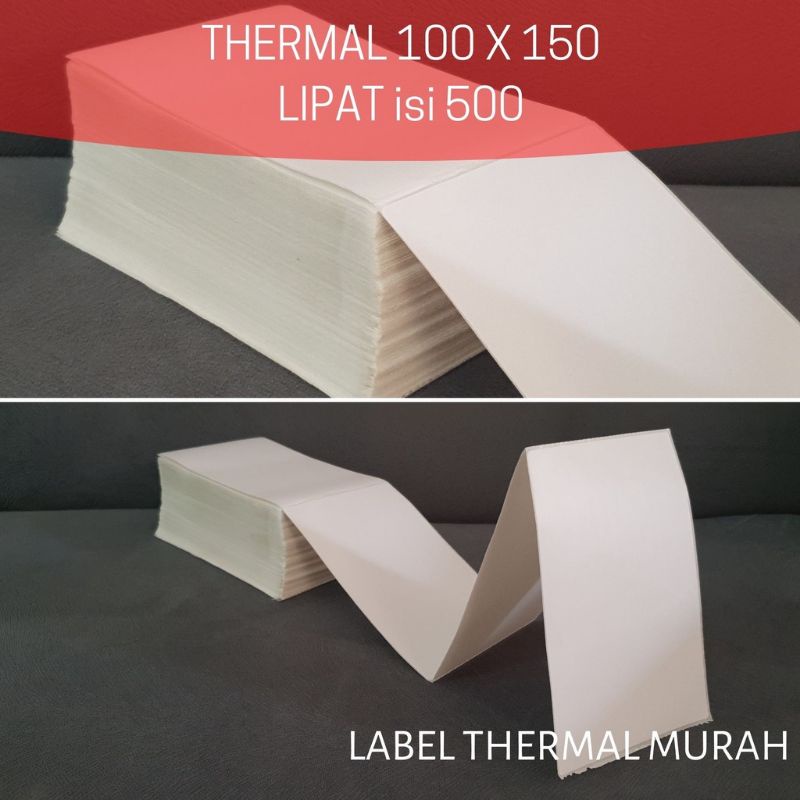 Jual KERTAS STICKER LABEL THERMAL LIPAT 100x150 BARCODE A6 ISI 500 PCS | Shopee Indonesia