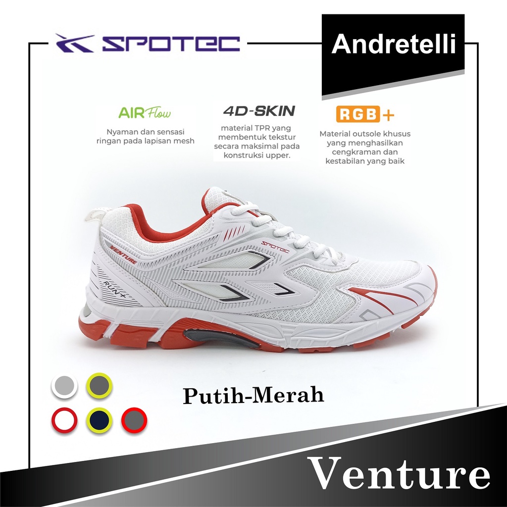Jual SPOTEC VENTURE Sepatu Running PUTIH / MERAH | Shopee Indonesia