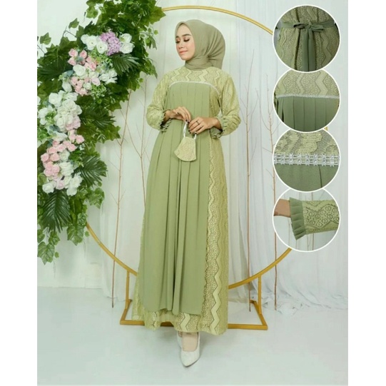 Jual Gamis Rabbani Terbaru 2023 Zaina Dress Baju Lebaran Brukat Tile ...