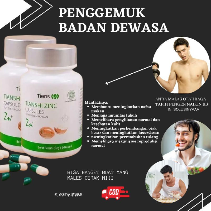 Jual Zinc Kapsul Vitamin Penambah Berat Badan Dewasa Satu Botol Isi 60 ...