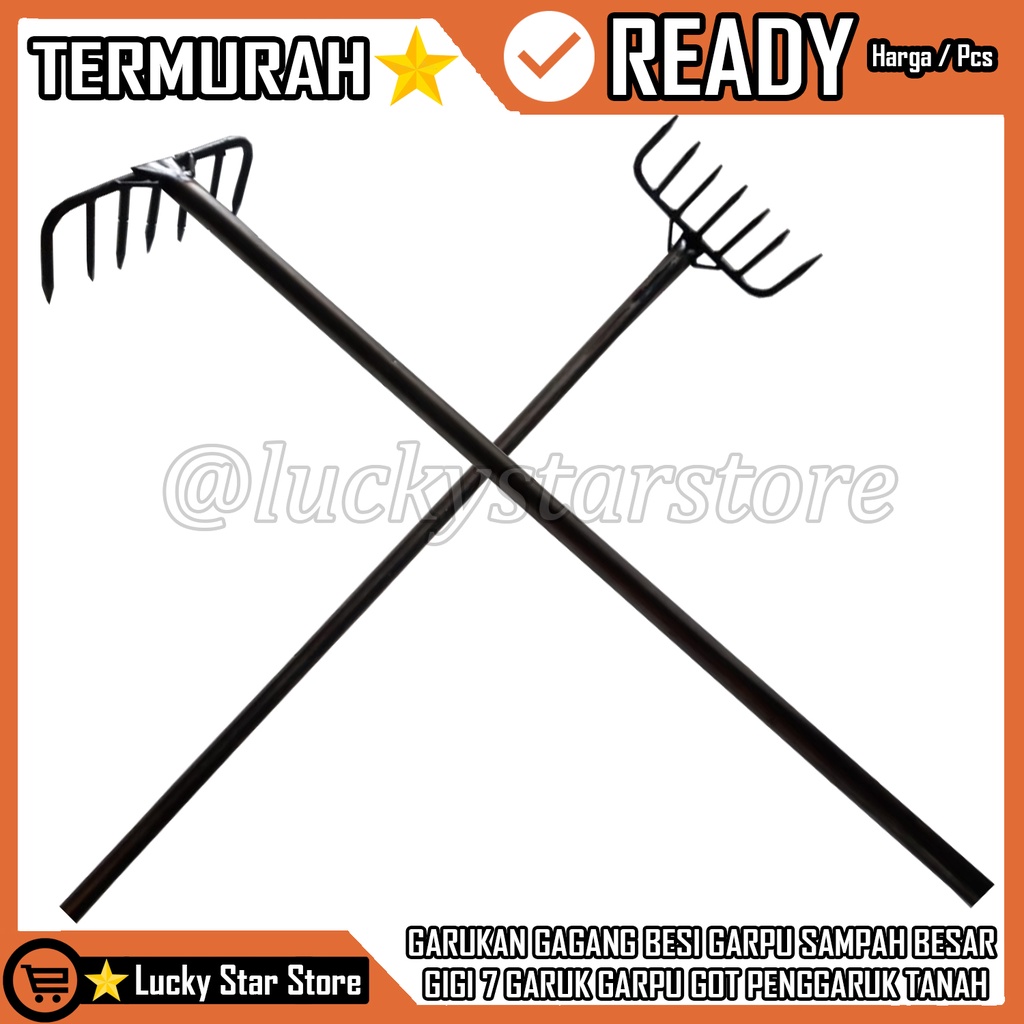 Jual GARUK RUMPUT GAGANG BESI GIGI 7 CANGKUL GARUKAN PACUL SAMPAH ...
