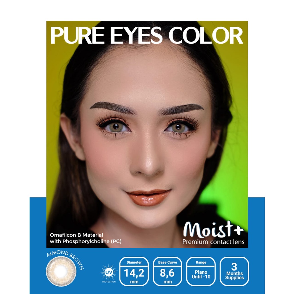 Jual Softlens Warna Brown Pure Eyes Color Moist+ Premium Contact Lens ...