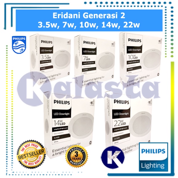Jual Lampu Philips Downlight Eridani 3.5w 7w 10w 14w Putih (Harga ...