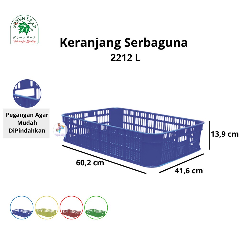 Jual Keranjang Industri Container Box Buah Roti 2212L Green Leaf ...