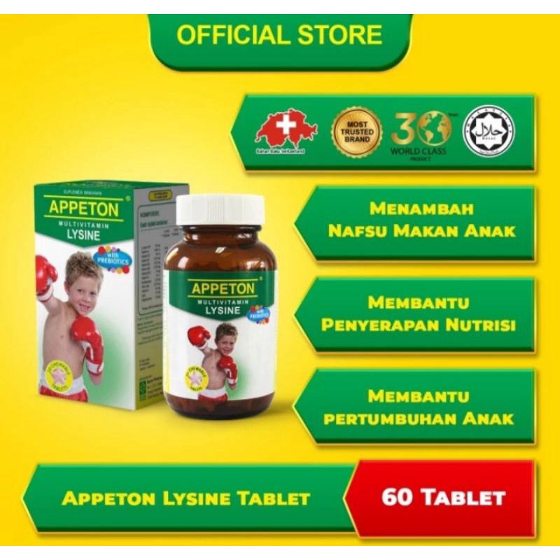 Jual APPETON LYSINE PREBIOTIC 60 TABLET | Shopee Indonesia