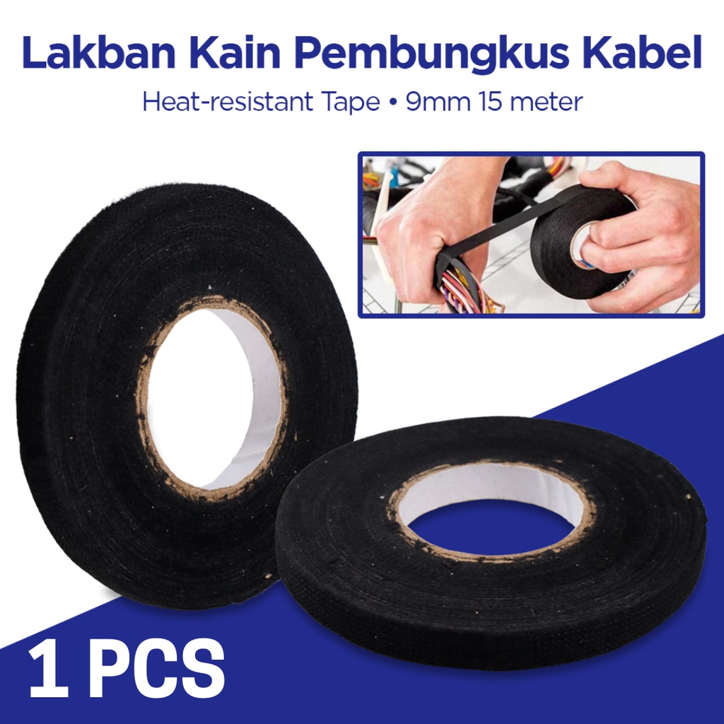 Jual Isolasi Lakban Kain Perekat Kabel Listrik Wire Tahan Panas 9mm 15M ...