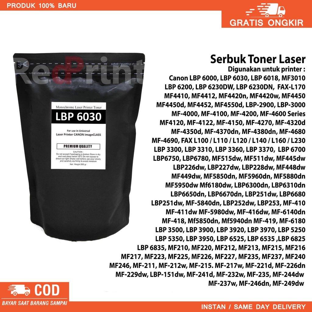 Jual Serbuk toner printer canon LBP6030, LBP 6018, MF3010, LBP-2900 ...