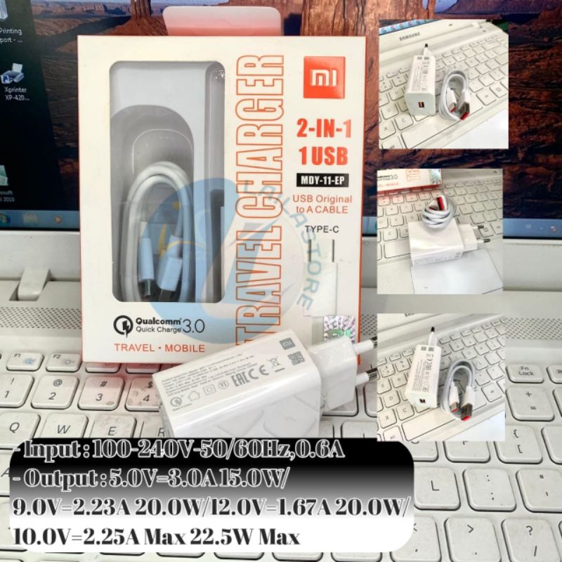 Jual CHARGER XIAOMI TYPE C 22W (99%) QUICK CHARGER REDMI 9/ NOTE 8/8 ...