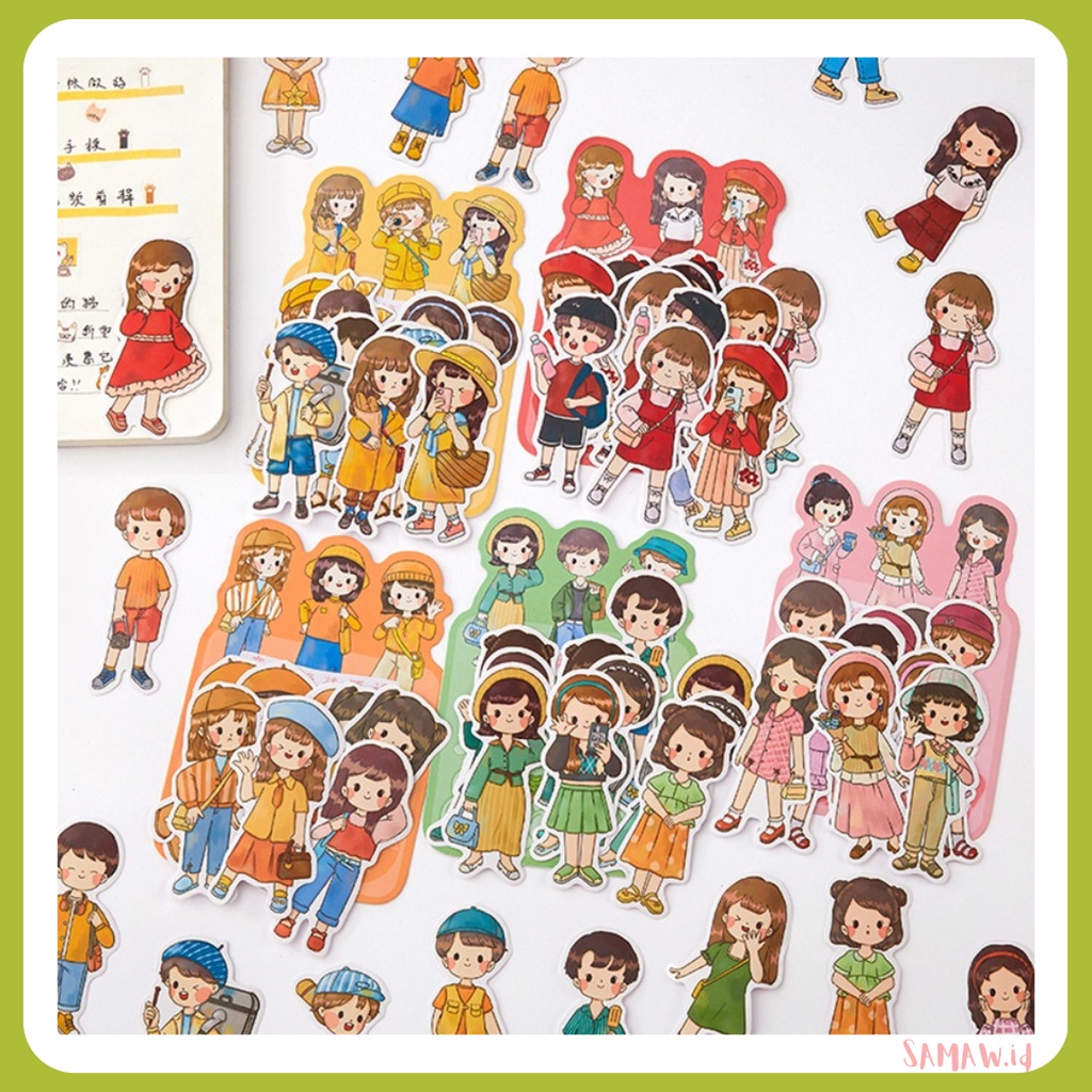 Jual Stiker Cute Girl & Boy/Journal Deco Stickers/Handbook Stickers ...