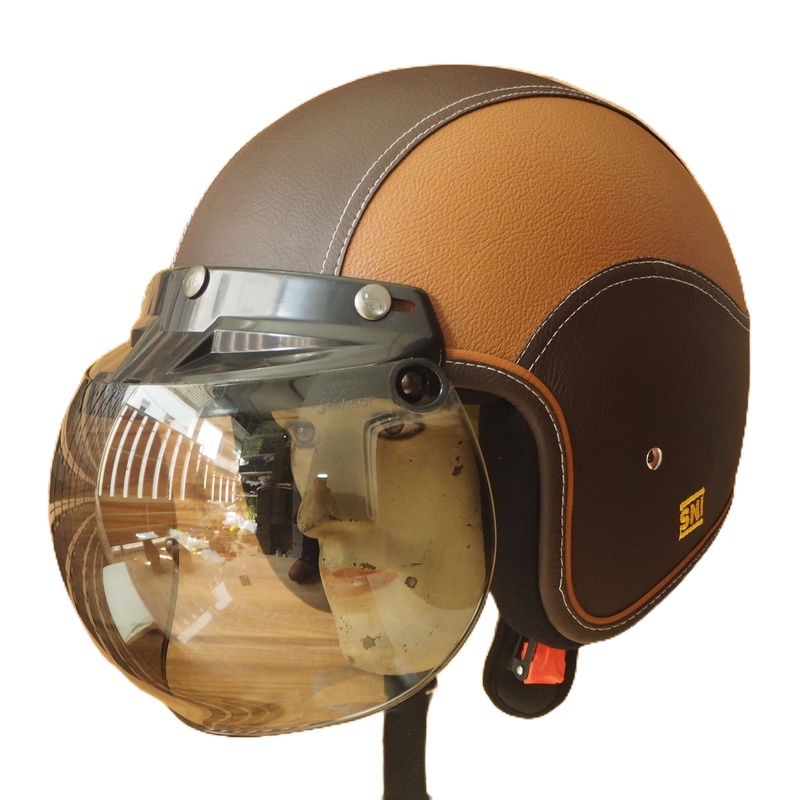 Jual HELM BOGO CLASSIC BAHAN KULIT SINTETIS MOTIF JERUK SNI DEWASA PRIA ...