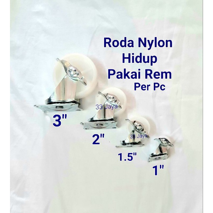Jual Roda Nylon Hidup PAKAI Rem 1" (25 mm) Per Pc | Shopee Indonesia