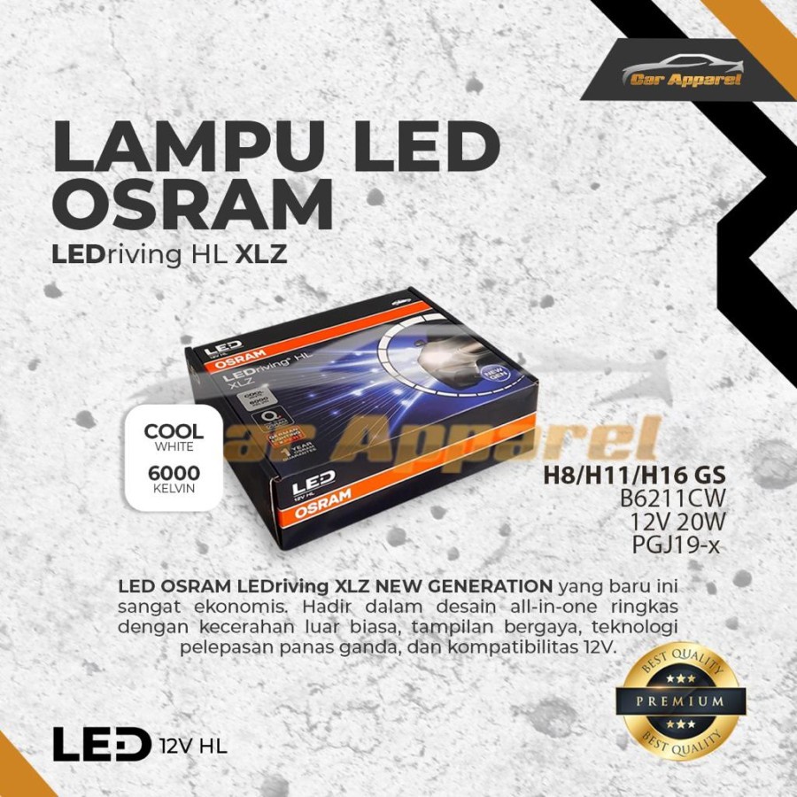 Jual Lampu Mobil Led Osram H8 H11 H16 B6211CW XLZ New Gen 6000K Lampu Besar | Shopee Indonesia