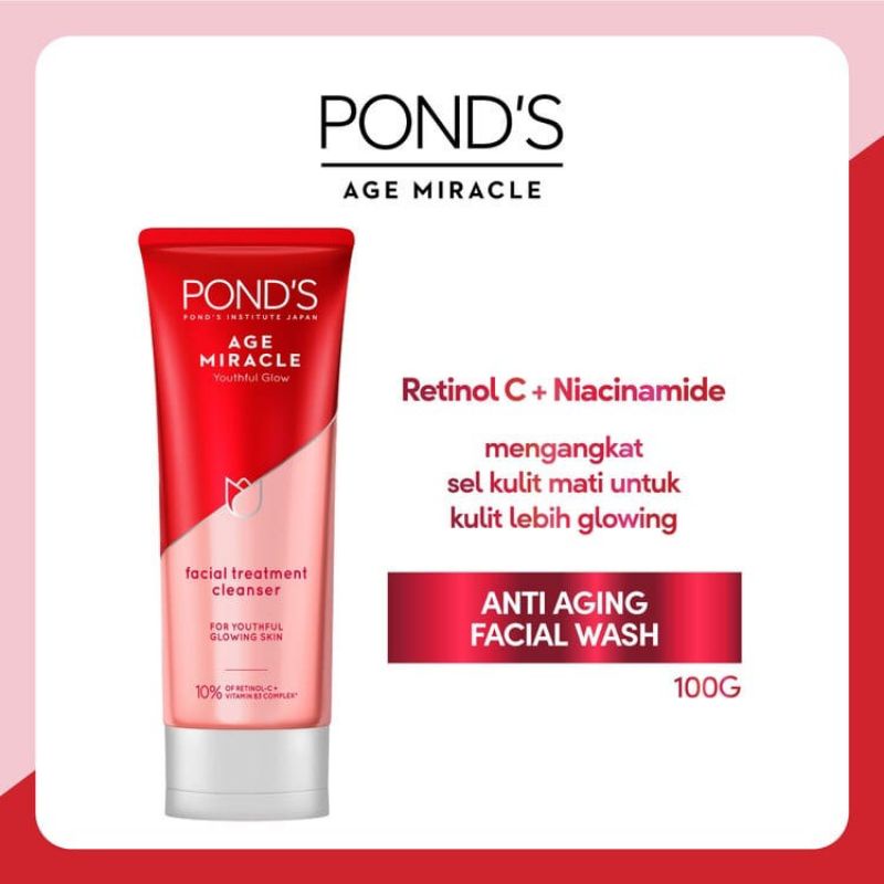 Jual Ponds Age Miracle Facial Foam Youthful Glow 100g | Shopee Indonesia