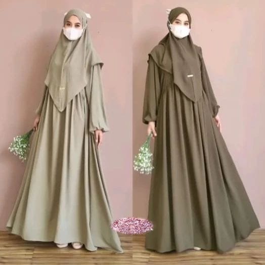 Jual Gamis Set Khimar Al-Zirah Syari Baju Kondangan Wanita Gamis Jumbo M L XL One Set Crinkle ...