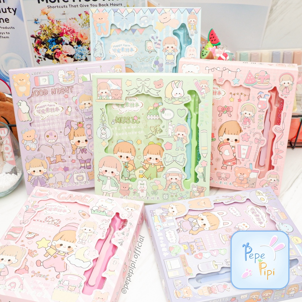 Jual Sticker Cut Paket SZ - 57 Buku Stiker, Pinset & Cutter Stiker ...