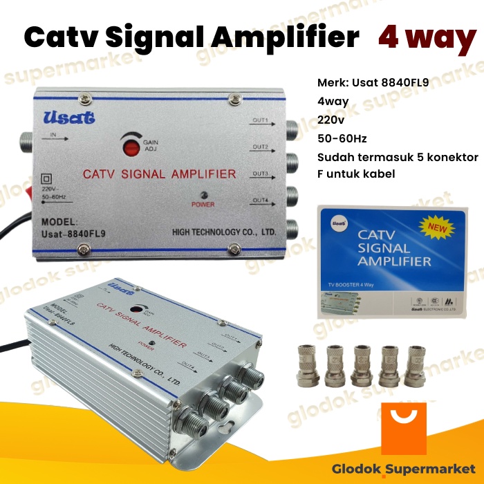 Jual Catv Signal Amplifier 40db Usat Tv Booster 4 way Penguat Sinyal ...