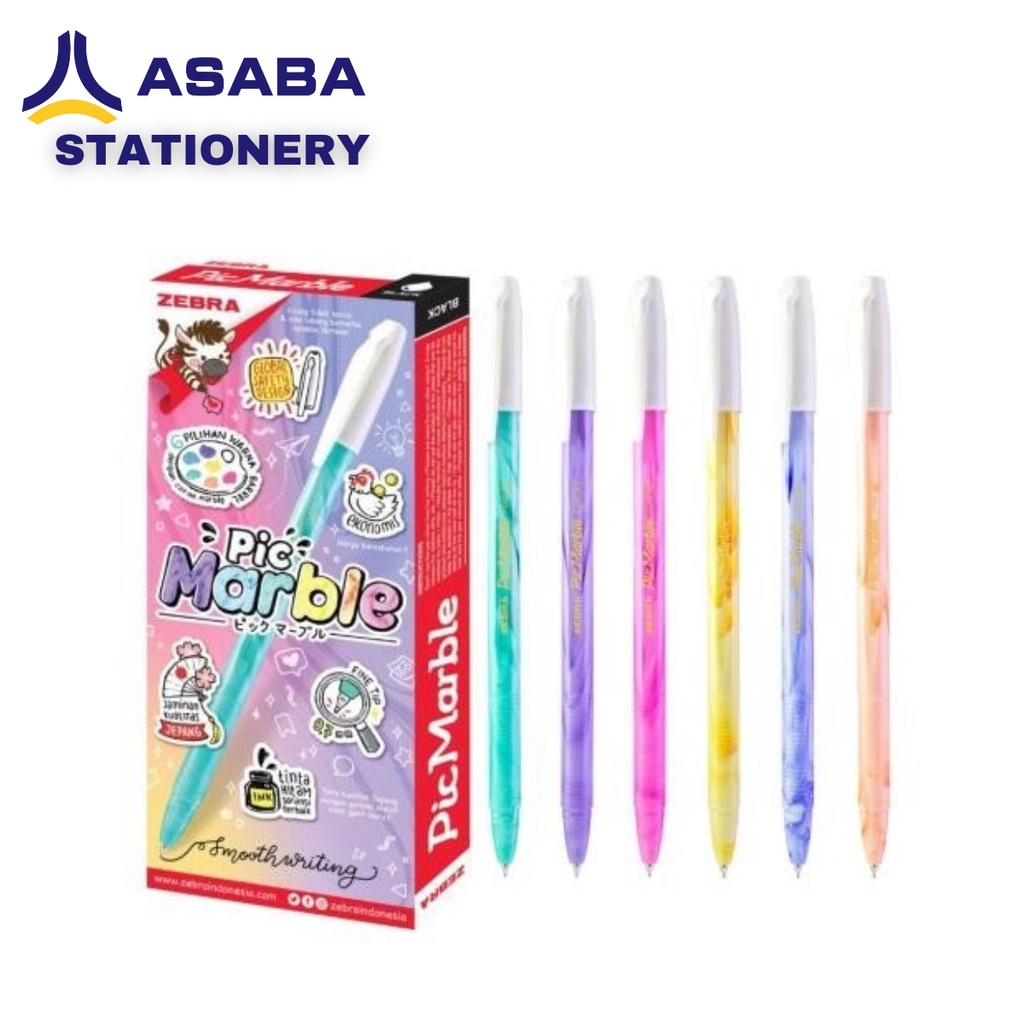 Jual Asaba Stationery - Pen/Bulpen/Pulpen Picmarble 07mm - 1 Box Isi 12 ...