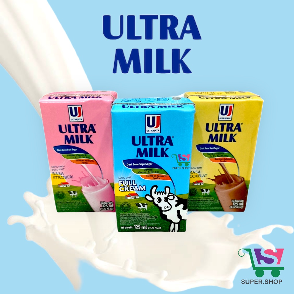 Jual Susu Ultra MINI UHT 125 ML Cokelat / Stroberi / Full Cream ...