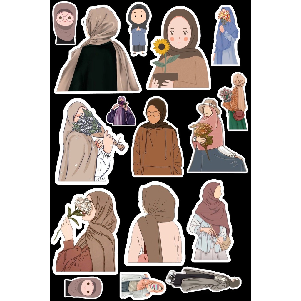 Jual Stiker Girl Hijab #1 - Cute Girl Boy Sticker Pack Paper Dress Up ...