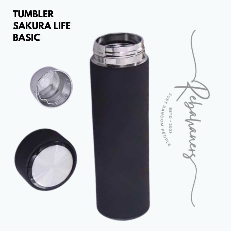 Jual Tumbler Thermos life sakura non led hitam polos | custom ...