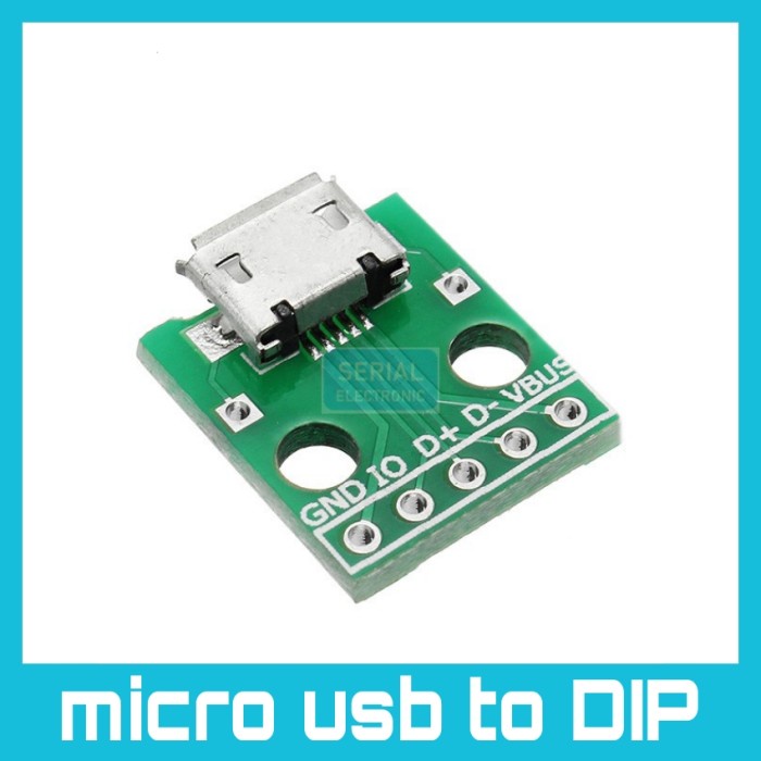 Jual Micro usb to dip 2.54mm 5pin female adapter connector PCB ...