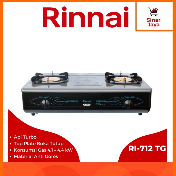 Jual RINNAI RI-712 TG Kompor Gas 2 Tungku Api Turbo (Anti Gores ...