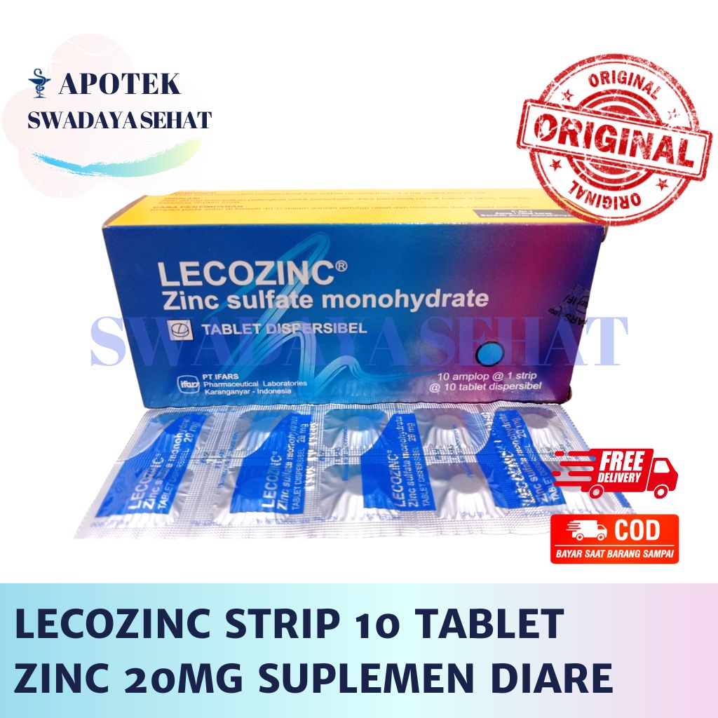 Jual LECOZINC STRIP 10 TABLET - Zink 20mg Suplemen Diare Dehidrasi Anak ...