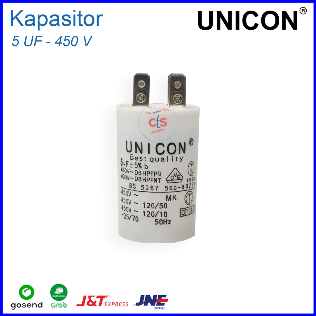 Jual Unicon 5 uf - 450V Kapasitor (Capacitor) Colok 4 Pin (Sparepart ...