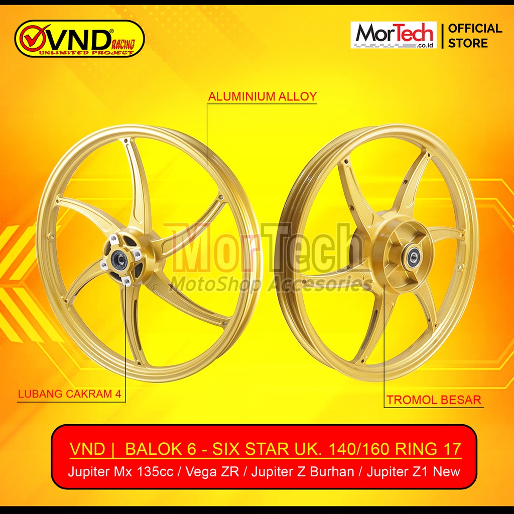 Jual Velg Pelek Racing VND Racing Road Speed Six Star Balok 6 Motor ...