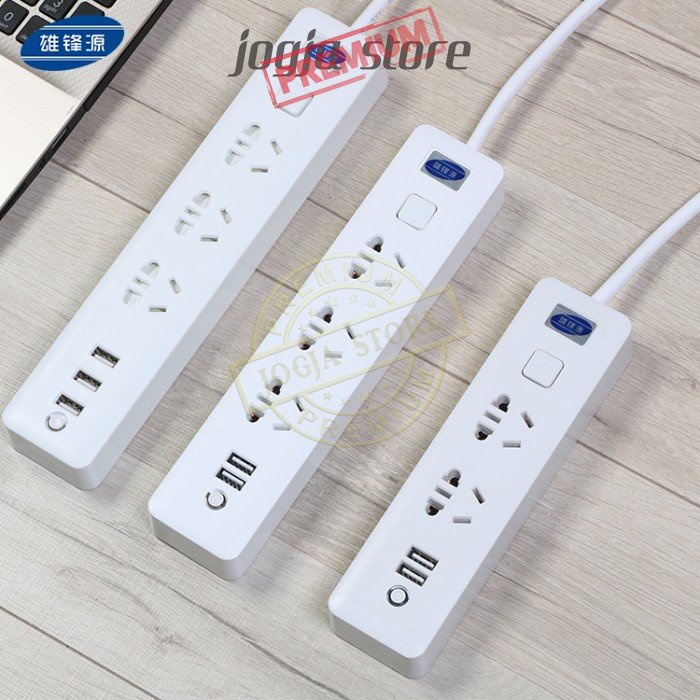 Jual Kabel Olor Stop Kontak 3 USB Port + 3 Elektrik Plug with LED ...