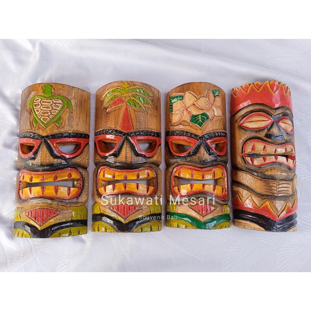 Jual Dekorasi Topeng Suku Tiki Asmat 25cm Hiasan Etnik Antik Kayu ...