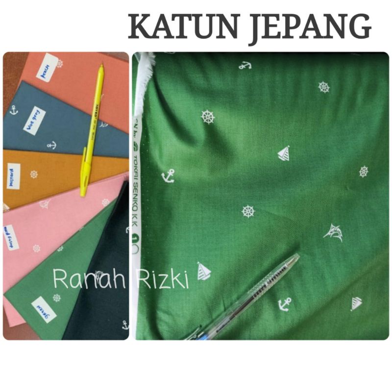 Jual kain katun jepang motif ikan perahu layar km088 c / sailboat japan ...