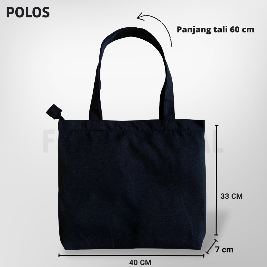 Jual Totebag Hitam Landscape Polos Grosir Bahan Kanvas Twill Tanpa Desain Ada Resleting | Shopee ...