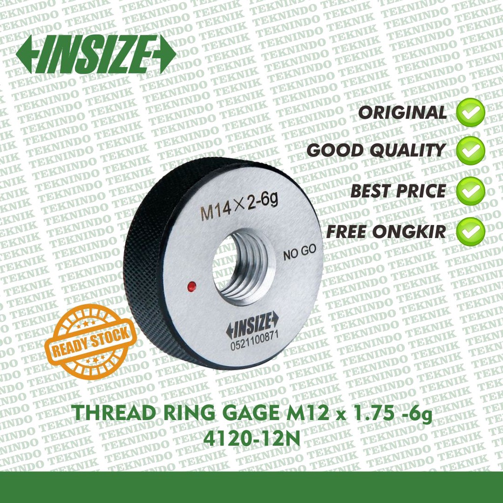 Jual Insize Thread Ring Gage 4120-12N M12 x 1.75 - 6g NO GO ISO 1502 Original | Shopee Indonesia