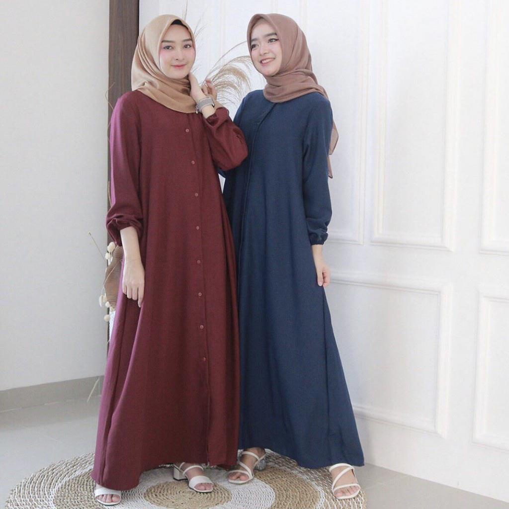 Jual LS 942 - Gamis Nindia Kancing Depan Pakaian Wanita Baju Maxy Dress ...