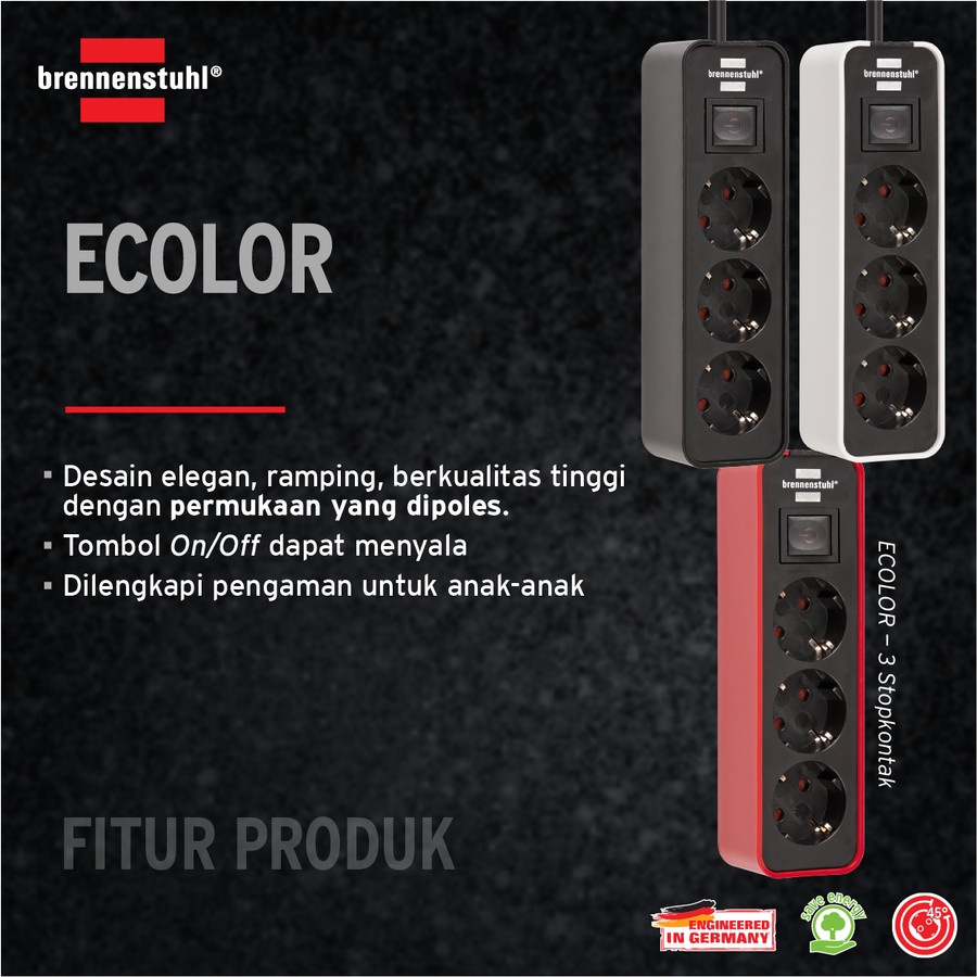 Jual Brennenstuhl Ecolor Stop Kontak / Terminal Listrik Colokan 3 ...
