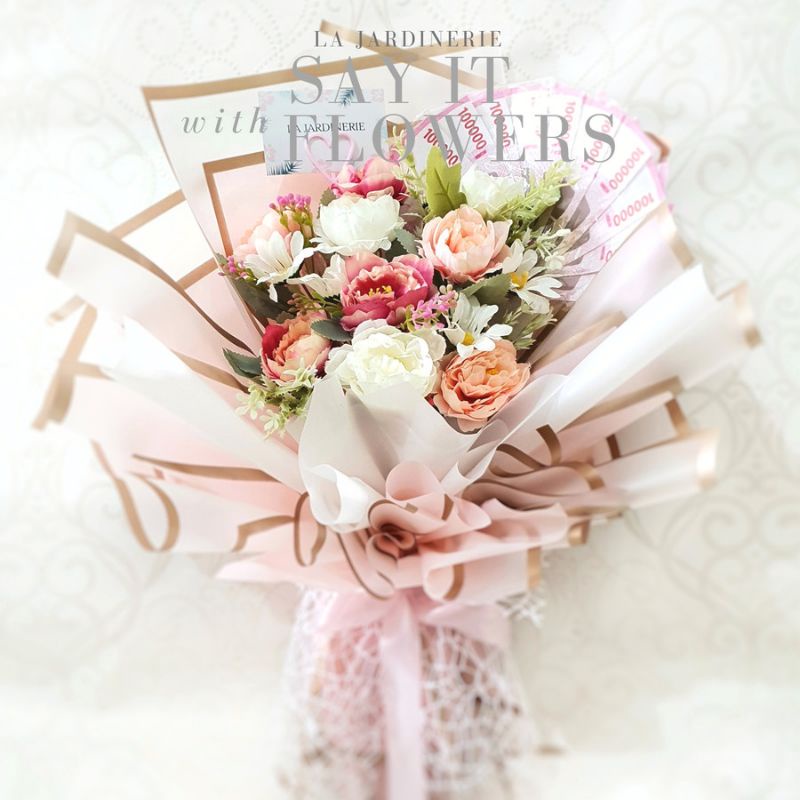 Jual Buket Bunga Uang Kado Money Bouquet Artificial Boneka Bucket Bunga ...