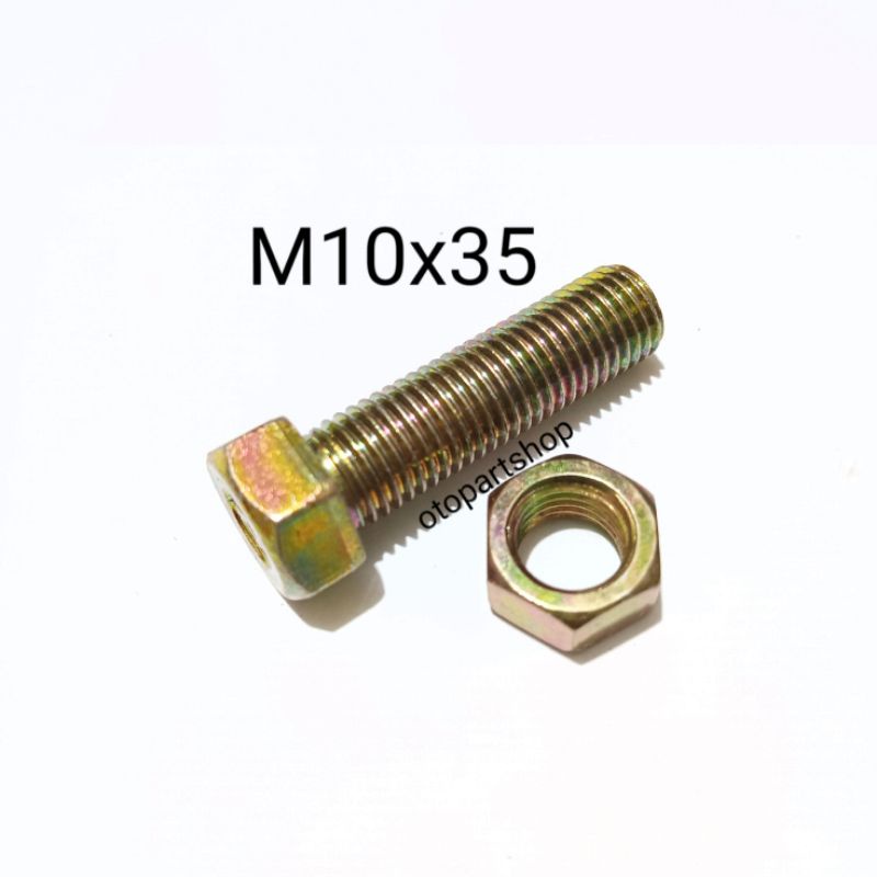 Jual Baut Mur M10x35 ( baut 14 panjang 3,5 cm ) | Shopee Indonesia