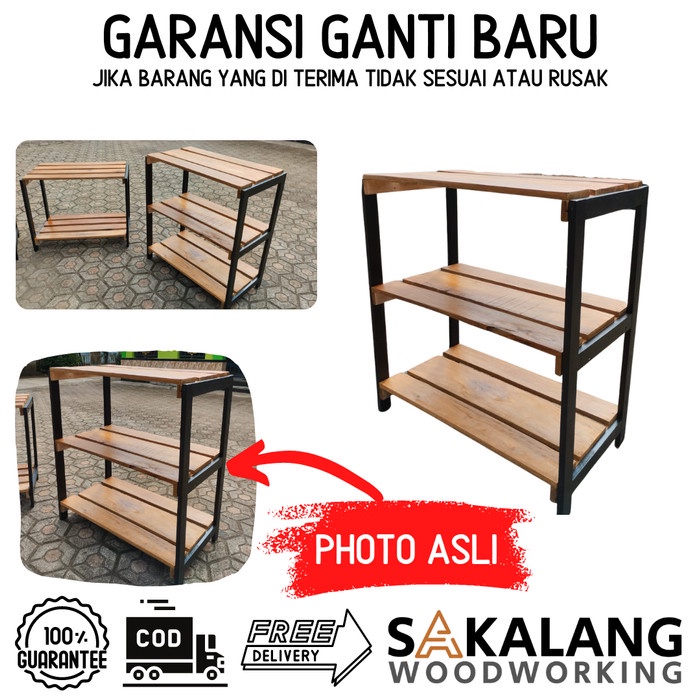 Jual Rak Meja Kayu 3 Susun Untuk Kompor Dispenser Mejikom Ricecoker ...