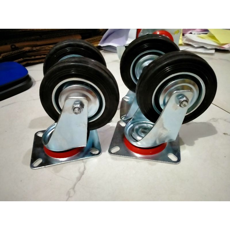 Jual Roda karet 4 inchi Hidup semua 1set 4pcs roda troli gerobak 4 ...