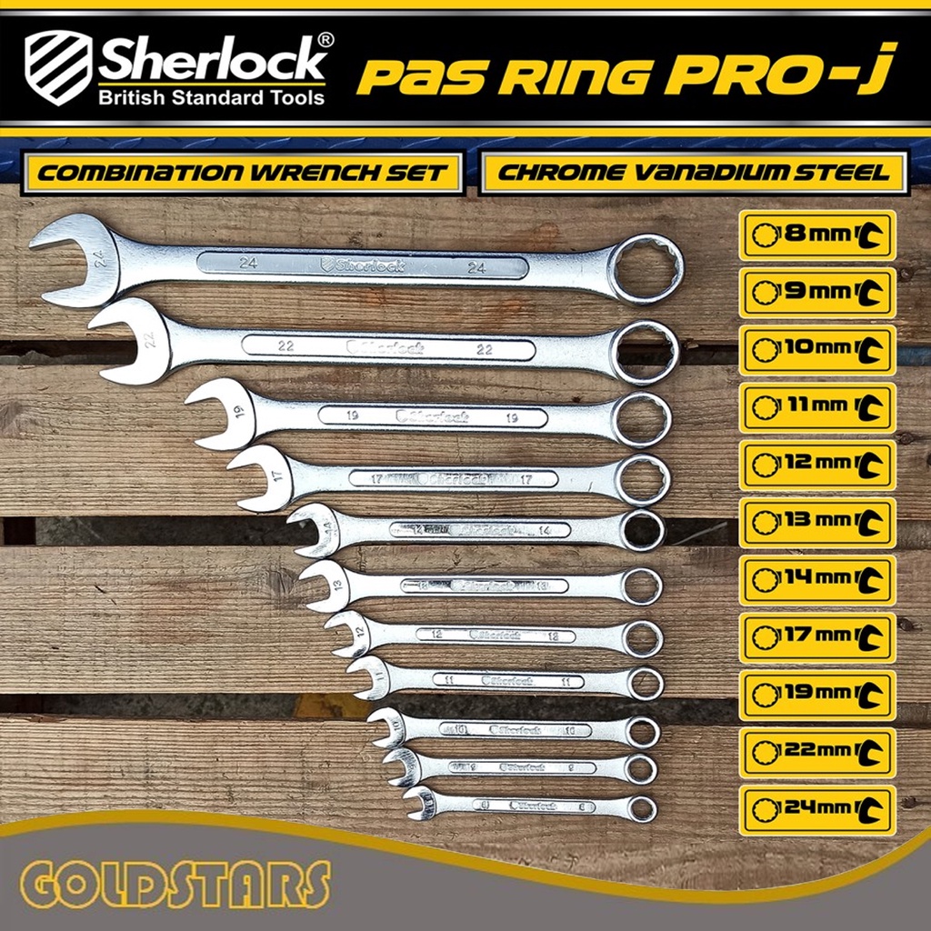 Jual Kunci Pas Ring 11 pcs per set (size: 8 - 24 mm ) Sherlock Pro-J ...