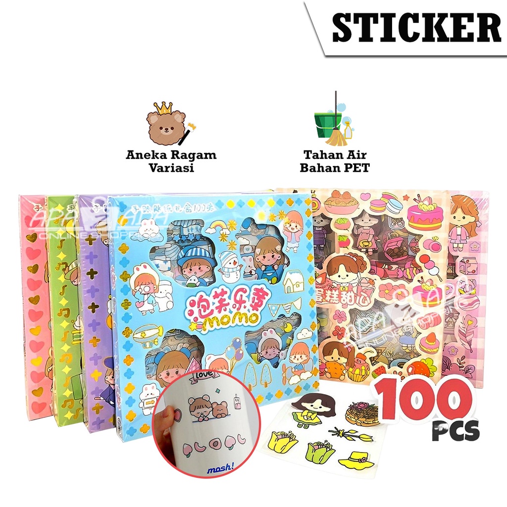 Jual Apazada - Stiker MOMO Isi 100 Lembar Set Motif Kartun Korea Lucu ...