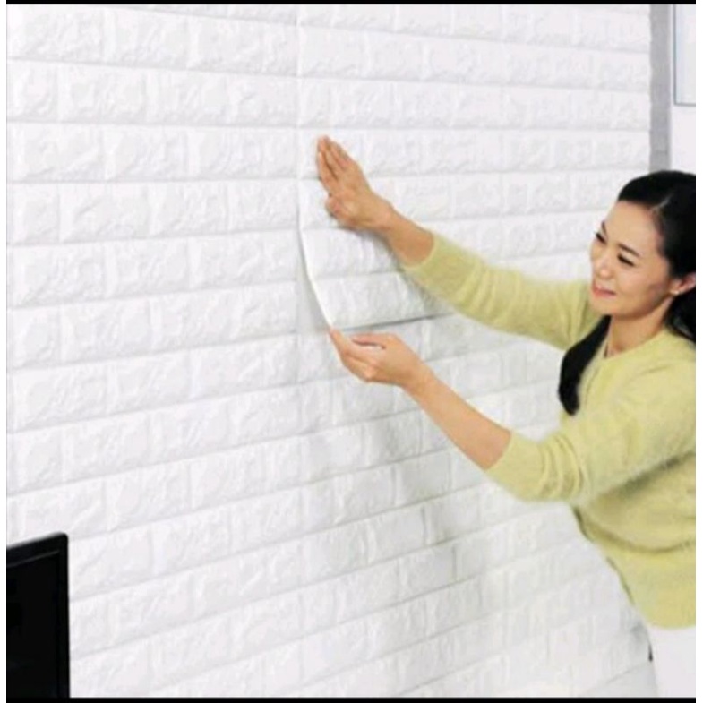 Jual Wallpaper Dinding 3D Foam Batu Bata Putih / Wallfoam Bata Premium ...