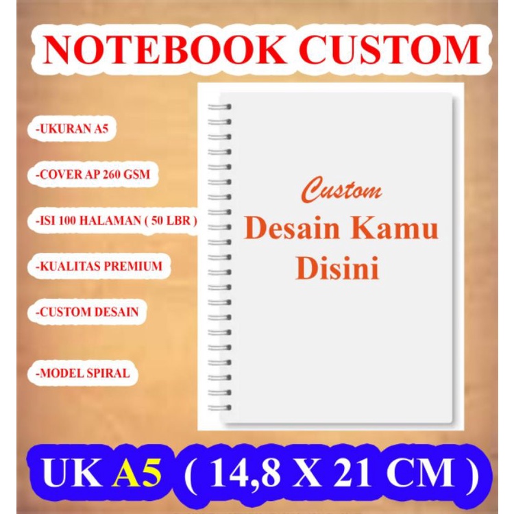Jual Notes Custom A5 /Notebook A5 Spiral Isi 50 Lembar/100 halaman ...