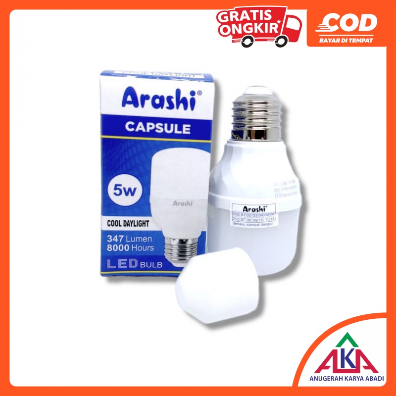 Jual ARASHI CAPSULE Bohlam Lampu LED Cool Daylight / Cahaya Putih - 5 Watt | Shopee Indonesia