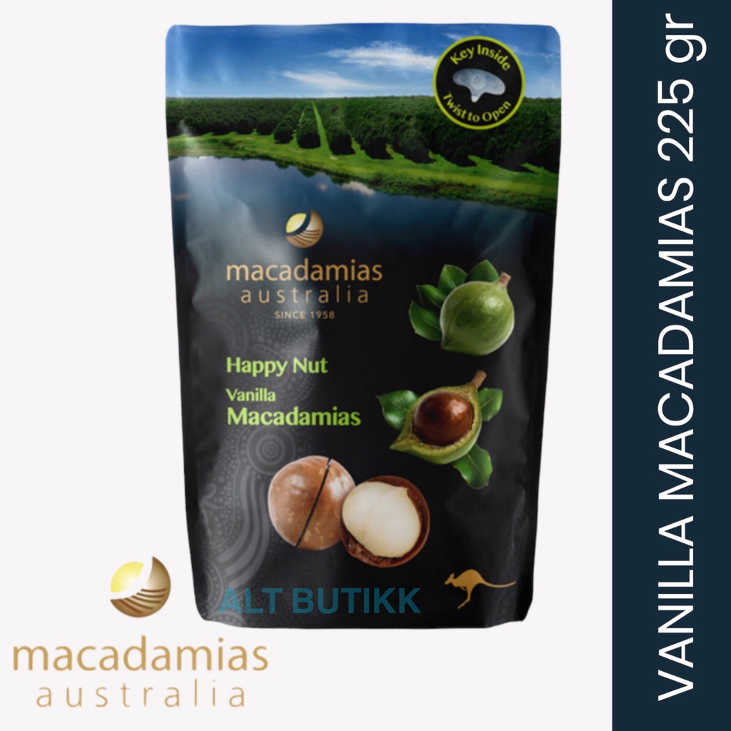 Jual HAPPY NUT VANILLA MACADAMIAS 225 GRAM | KACANG MACADAMIA AUSTRALIA ...