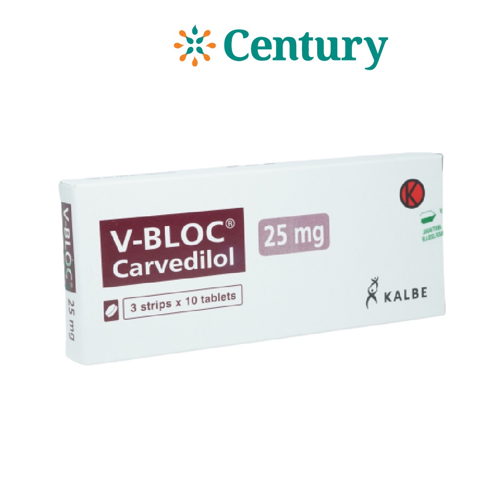 Jual V-BLOC 25MG 1 STRIP ISI 10 TAB/CARVEDILOL/OBAT JANTUNG/HIPERTENSI ...