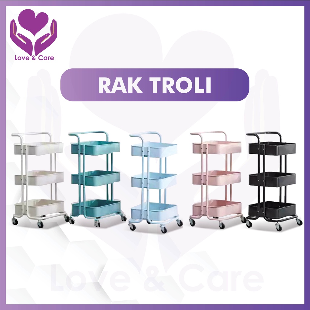 Jual Alat Perawatan Kecantikan Troli Rak 3 Susun Trolly Trolley Hitam ...